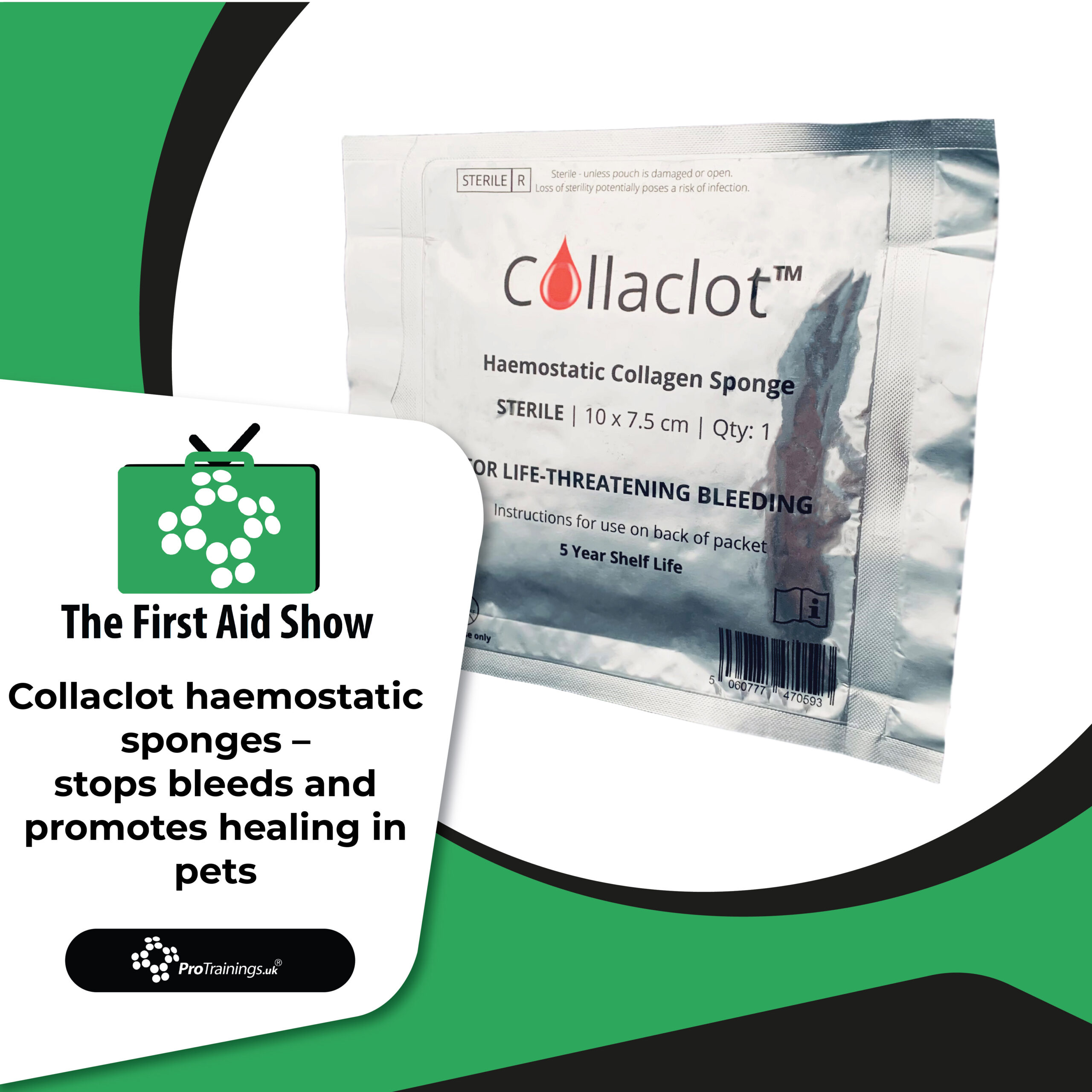 Collaclot haemostatic sponges - stops bleeds and promotes healing